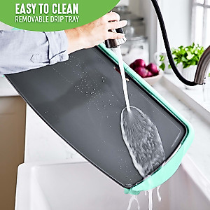 GreenLife 20" Electric Griddle, Extra Large Surface for Pancakes Eggs Fajitas, Healthy Ceramic Nonstick Coating, Stay Cool Handles, Removable Drip Tray, Temperature Control, PFAS-Free, Turquoise