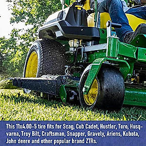 LotFancy 11x4.00-5” Lawn Mower Tire on Wheel, Flat Free, 5/8" or 3/4" Bushings, 3.4"-4"-4.5"-5" Centered Hub, Smooth Tread Tire for Zero Turn Mowers