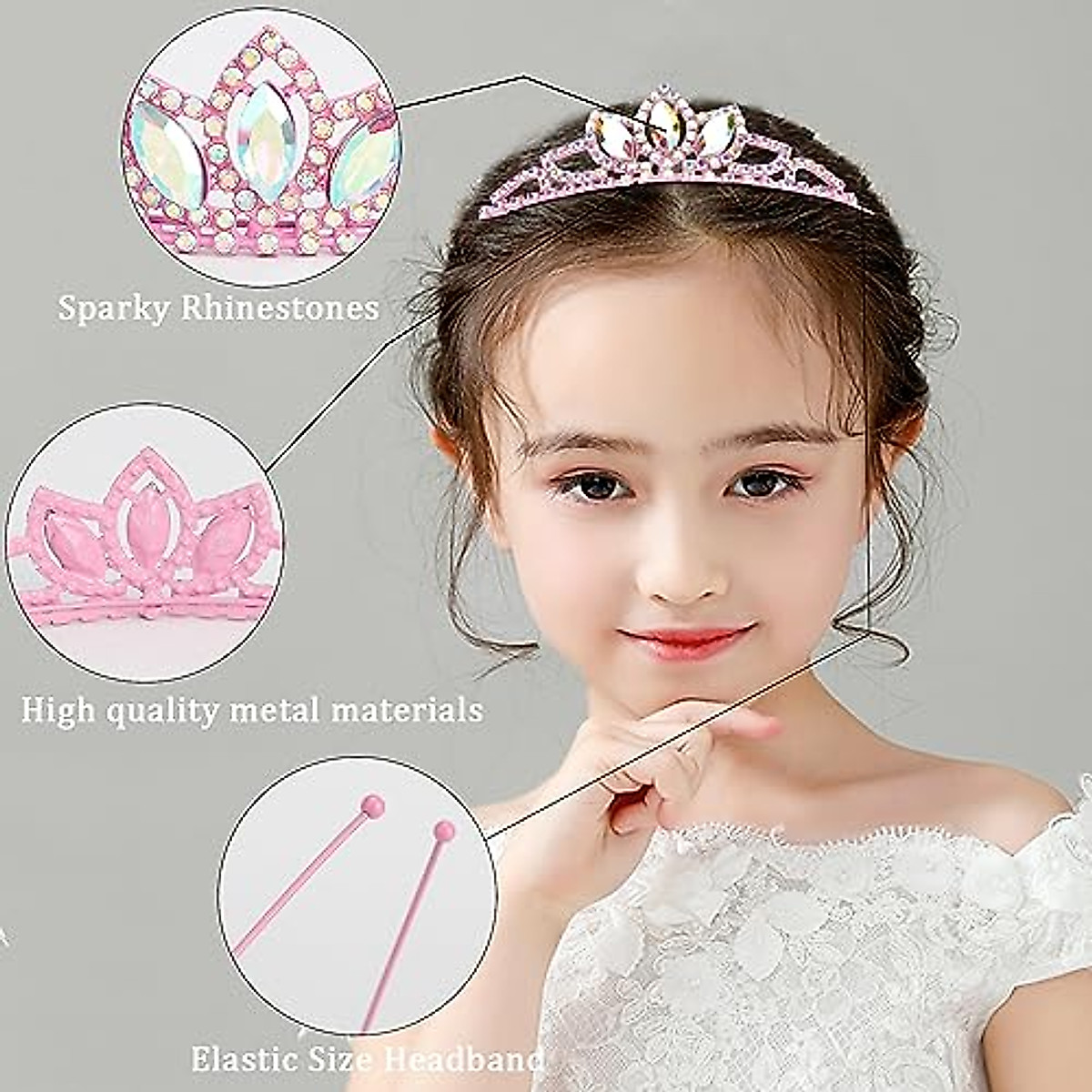 SuPoo Tiaras for Girls Pink Birthday Crown Birthday Girl Sash Princess Crown Birthday Girl Headband Crystal Birthday Tiara with Comb Crown for Girls Rhinestone Happy Birthday Accessories Gift