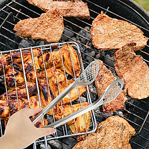 Kichvoe Kitchen Tongs Stainless Steel BBQ Tong 12 Inch Bread Clip Sugar Cube Tongs Food Serving Tongs Barbecue Cooking Grilling Non Slip Tongs Kitchen Utensil Gadgets Silver