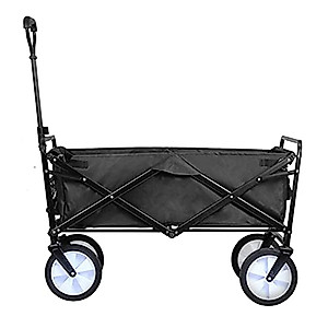 Suuim Collapsible Folding Wagon, Outdoor Folding Utility Wagon Heavy Duty Garden Cart, Folding Wagon Utility Truck, Adjustable Handle, Portable Camping Trol