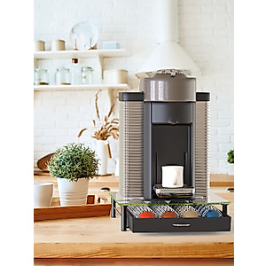 DecoBros Crystal Tempered Glass Nespresso Vertuoline Storage Drawer Holder for Capsules