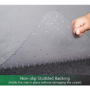 100pointONE Office Chair Mat for Carpets - Transparent Thick Floor Mats for Low, Flat and No Pile Carpeted Floors, with Grippers (48'' X 36'' Rectangle)