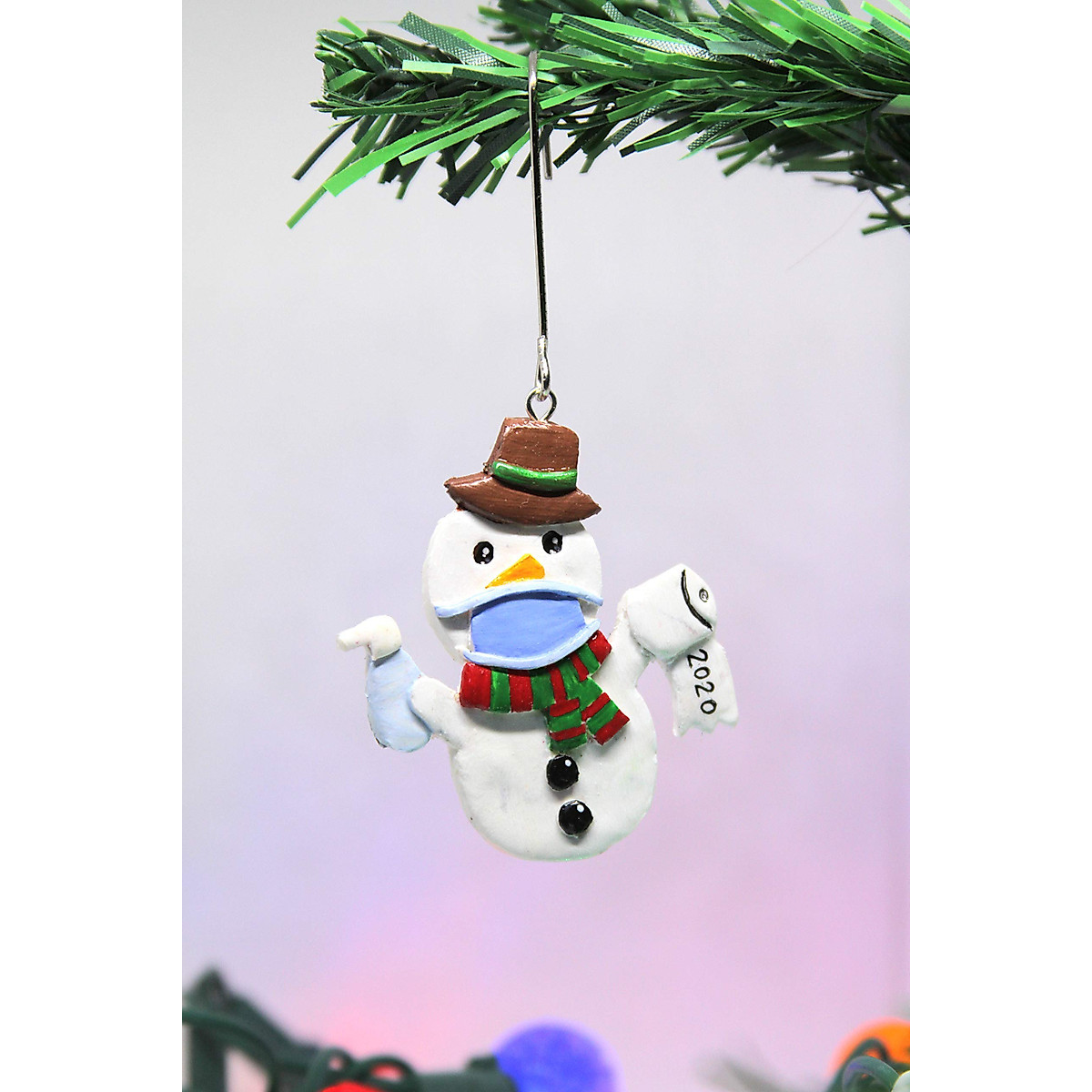 Quarantine Christmas Ornament 2020 Snowman | Face Mask Hand Sanitizer Covid Christmas Tree Ornaments