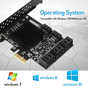 Heayzoki Ports PCI-E to SATA 3.0 Card,PCI Express PCI-e Expansion Card,PCI-E to SATA3.0 Controller Expansion Board,for 7/8/XP/10,with Driver Disc,Semi-High Baffle