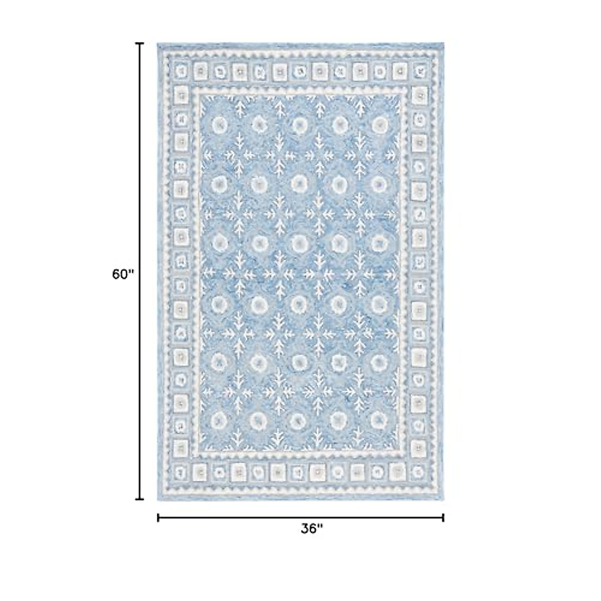 Safavieh Ebony Collection Area Rug - 3' x 5', Blue & Ivory, Handmade Wool, Ideal for Living Room, Bedroom, Dining (EBN651M-3)