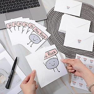 50 Sets You Rock Thank You Cards with Envelopes Teacher Appreciation Cards with Stickers for Team Employee Coworker Staff Graduation