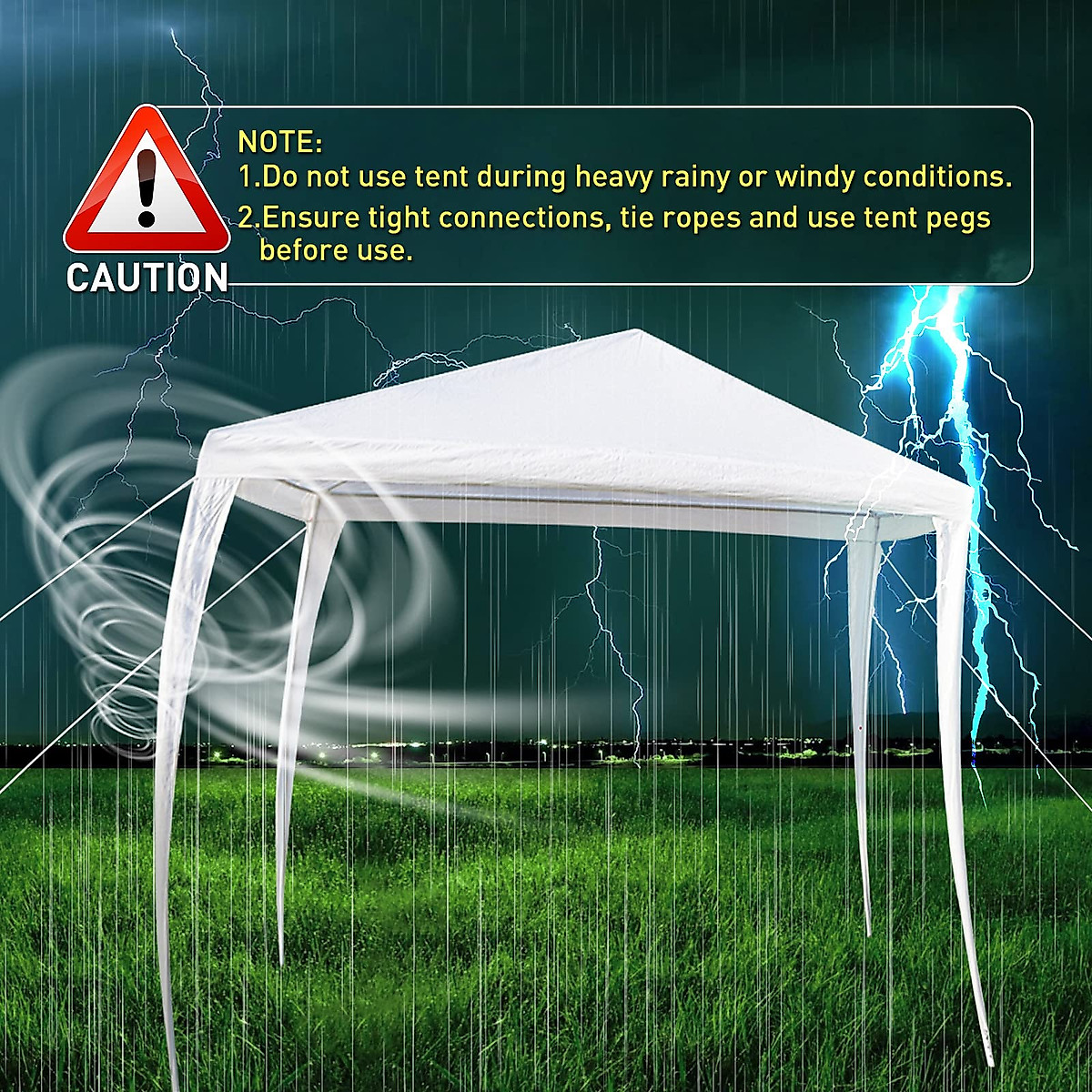 10'x10' Outdoor Party Tent, Backyard Canopy Tents for Parties, White Event Tent with Ground Nails and Ropes, Small Waterproof Tent for Wedding, Barbecue and Flea Market