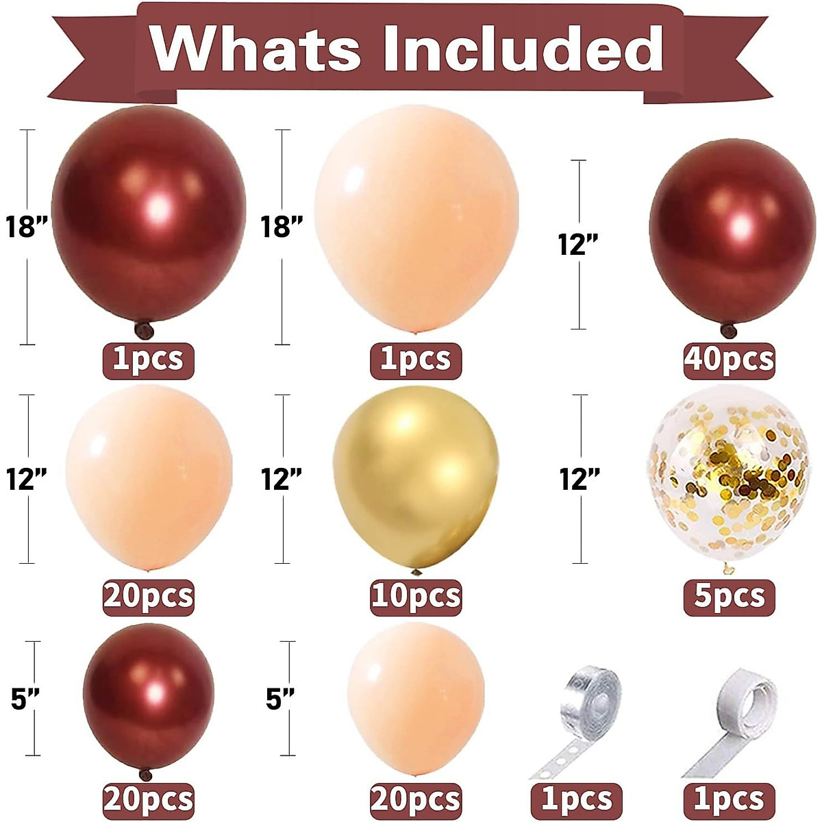 Party Balloons Burgundy Balloon Garland Arch Kit for Women Blush Balloons Gold Confetti Metallic Gold Latex Balloons for Valentines Day Wedding Bachelorette Birthday Bridal Baby Shower Decoration