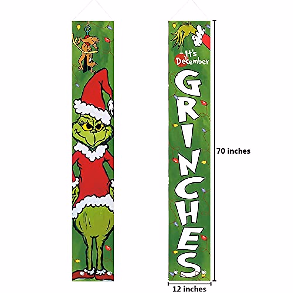 It's December Christmas Porch Sign, Christmas Hanging Banner Flag, Courtyard Indoor And Outdoor Party Holiday Ornament (12 x 72 inches)