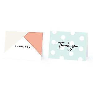 Luxye Chic Modern Thank You Cards, 36 Polka Dot and Stripe Thank You Notes, 6 Assortment of Blank Inside with White Envelopes (Multicolor) (4" x 6" Polka Dot Stripe V2)