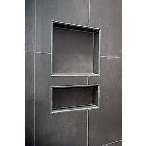 Zigzag Easy Installation Waterproof Double Recessed Shower Shelves Niche, ABS Plastics Bathroom Shower Niche 16 × 24 Inches for Shampoo, Soap and Foot Rest