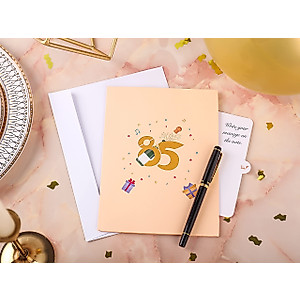 Liif Happy 85th Birthday Pop Up Card, 85 Birthday Card For Women, Men, Mom, Dad - Balloon, Celebration - With Message Note & Envelop - Size 8 x 6 Inch