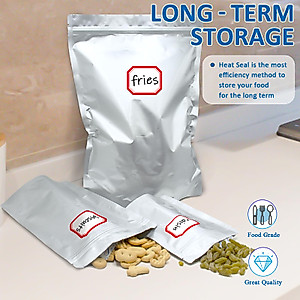 100 Pack Mylar Bags for Food Storage with 100x300cc Oxygen Absorbers - 9 Mil 10"x14" 6"x9" 4.3"x6.3" - Resealable Bags for Packaging Products & Ziplock Food Grade Bags for Storage
