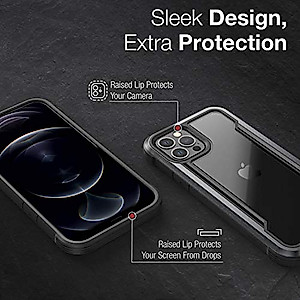 RAPTIC Shield Case Compatible with iPhone 12 Case & iPhone 12 Pro Case, Shock Absorbing Protection, Durable Aluminum Frame, 10ft Drop Tested, Fits iPhone 12 & 12 Pro, Black