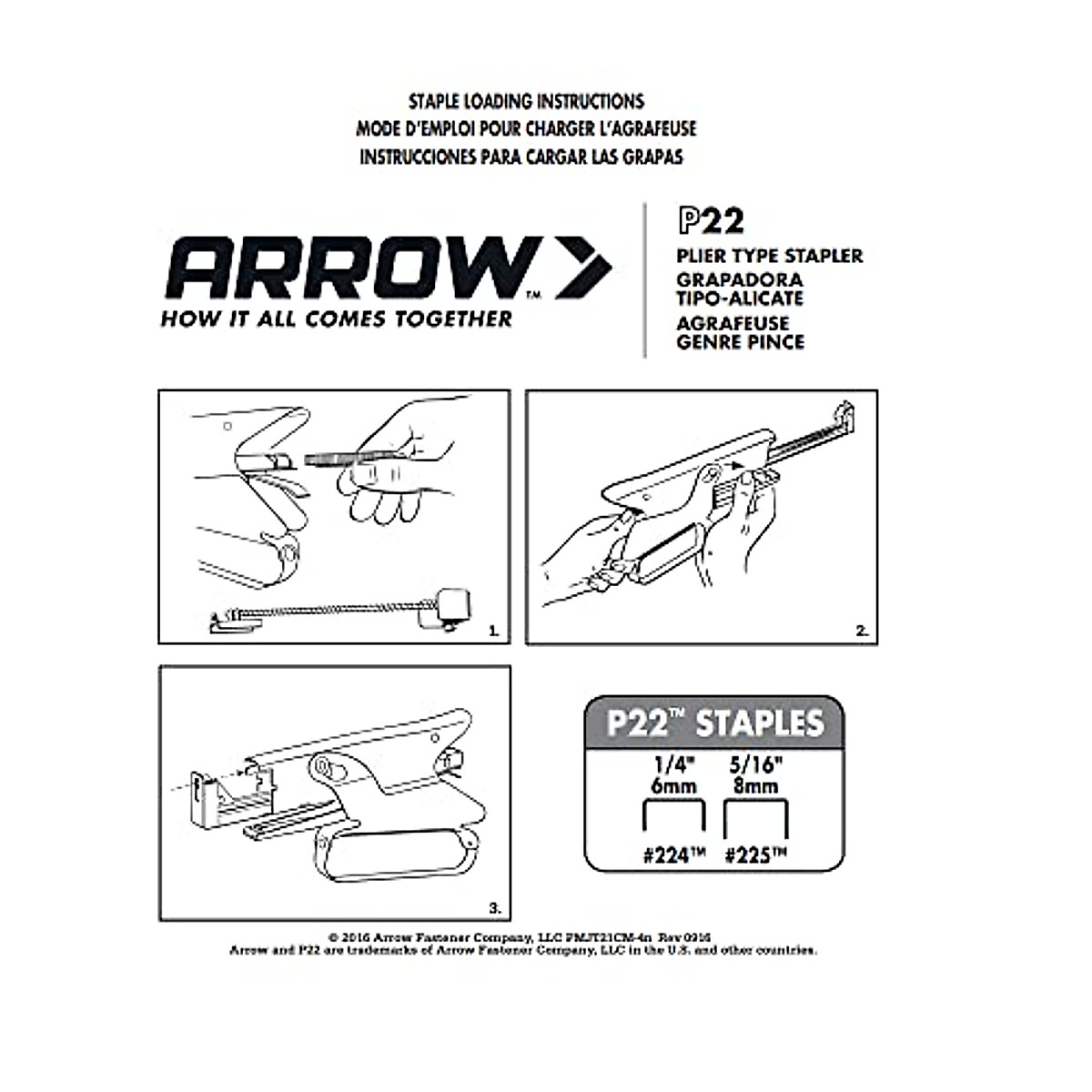 Arrow P22 Heavy Duty Handheld Plier Stapler for Crafts, Office, and Insulation, Uses 1/4-Inch and 5/16-Inch Staples