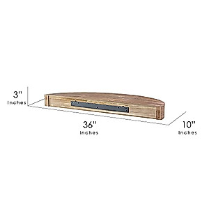 American Art Decor Large Rustic Round Oval Wood Decorative Floating Wall Mounted Shelf - Brown - 36" L x 3" H x 10" D