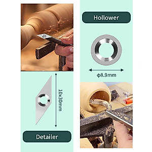 TBPA 24 Pieces Tungsten Carbide Cutters Inserts Set for Wood Lathe Turning Tools Included 11mm Square with Radius,12mm and 8.9mm Round, 30x10mm Sharp Point Diamond,12 Pieces screws