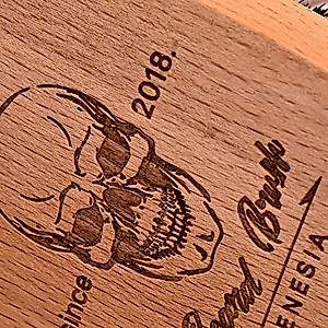 Menesia Boar Bristle Hair Beard Brush for Men, Small Soft Beard Brush, Pocket Travel Men's Wooden Mustache Brush (Skull)