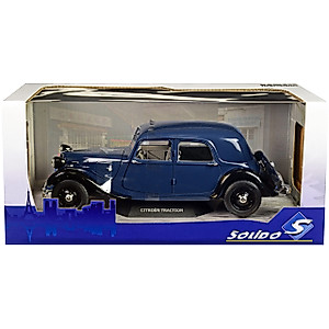 1937 Citroen Traction Dark Blue and Black 1/18 Diecast Model Car by Solido S1800906