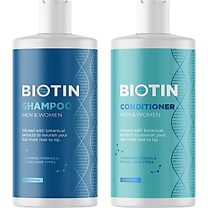 Hair Thickening Products for Women and Men - Sulfate Free Hair Thickening Shampoo and Biotin Hair Growth Conditioner plus Hair Oil for Dry Damaged Hair and Growth with Rosemary Oil for Hair Growth