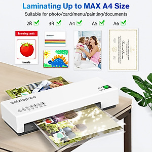 Laminator, 9" Thermal Laminator Machine for A4, A5, A6, Hot & Cold Laminating Machine with 20 Pouches, Paper Trimmer, Corner Rounder, Hole Puncher, Iron Ring, White