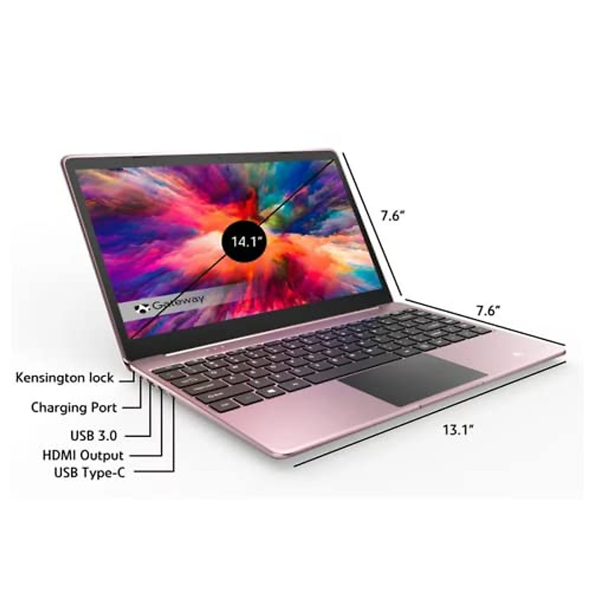Gateway 2022 14.1" FHD Ultra Slim Notebook, Intel Core i5-1135G7 (Beats i7-1065g7), 16GB RAM, PCIe 512GB SSD, Intel Iris Xe Graphics, 1MP Webcam, Tuned by THX, Win 10, Rose Gold, 32GB USB Card