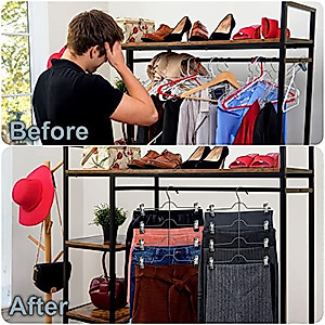 DEILSY 4-Tier Skirt Hanger 3PK Skirt Hangers with Clips Space-Saving Tiered Skirt Hangers with Adjustable Clips Cascading Clothing Hangers for Skirts, Shorts, Pants, Jean