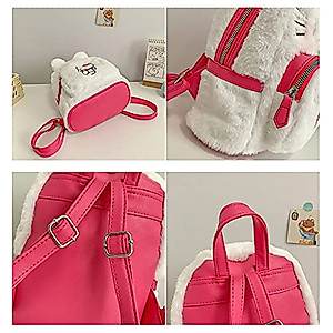 Ohjijinn Kawaii Backpack Cute Plush Bag, Anime Backpack Cartoon Schoolbag, Plush Backpack Mini Backpacks for Girls (White)