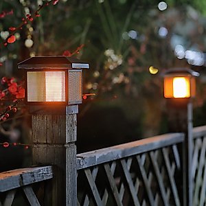 Glintoper 2 Pack Solar Fence Post Lights Outdoor, Solar Powered Post Cap Lights, High Brightness SMD LED Decorative Lighting Waterproof for 4x4, 5x5 or 6x6 Wood Posts, Patio Yard Landscape Decor