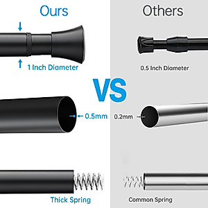 eboatop Tension Curtain Rod - Black Shower Curtain Rod - Adjustable 47 to 56 inch Spring Tension Shower Rod No Drilling Non Slip, Matte Black