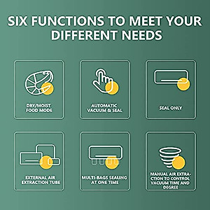 Vaakas Vacuum Sealer Machine with Built-in Cutter and Roll Storage for Food Saver Bags,Food sealer Machine with Dry & Moist Mode and Advanced Air Sealing System with 5 Vacuum Seal Bags &1 Saver Rolls& 1 Air Suction Hose