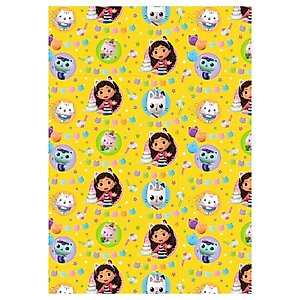 Danilo Gabby's Dollhouse Gift Wrap, 2 Sheets 2 Tags, Gift Wrap for Presents, Officially Licensed Wrapping Paper