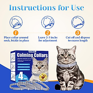 PUPMATE 4-Pack Adjustable Calming Collars for Cats with Cat Pheromones - Relieve Stress and Anxiety, Promotes Relaxation, 60-Day Long-Lasting Comfort, Effective for Calming and Behavior Management
