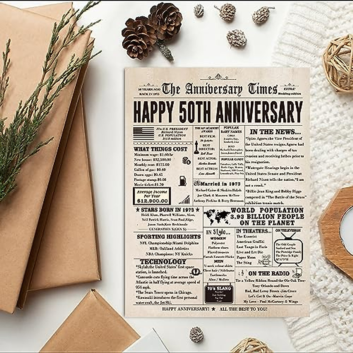 VvOoOvV Funny 50th Anniversary Decorations for Men Women, Happy 50th Anniversary Cards Gifts for Mom Dad, Large 50th Wedding Anniversary Card for Him Her