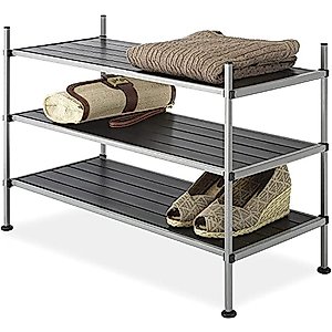 Whitmor 3 Tier Closet Storage Shelves - Shoe Rack and Home Organizer