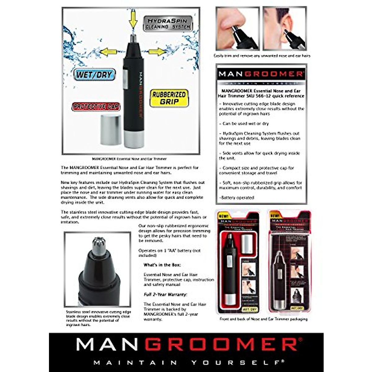 MANGROOMER PRO Essential Nose and Ear Hair Trimmer