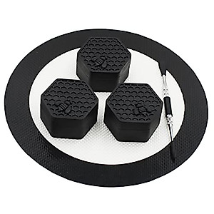 KUVIS 26ml Hexagon Silicone Container Non-stick Honeybee Jars with 7.87" Round Mat and Carving Tool (F)
