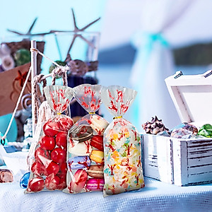 100 Pcs Crawfish Boil Treat Bags Lobster Theme Cellophane Candy Bags Plastic Cookie Bags for Birthday Gift Giving Seafood Party