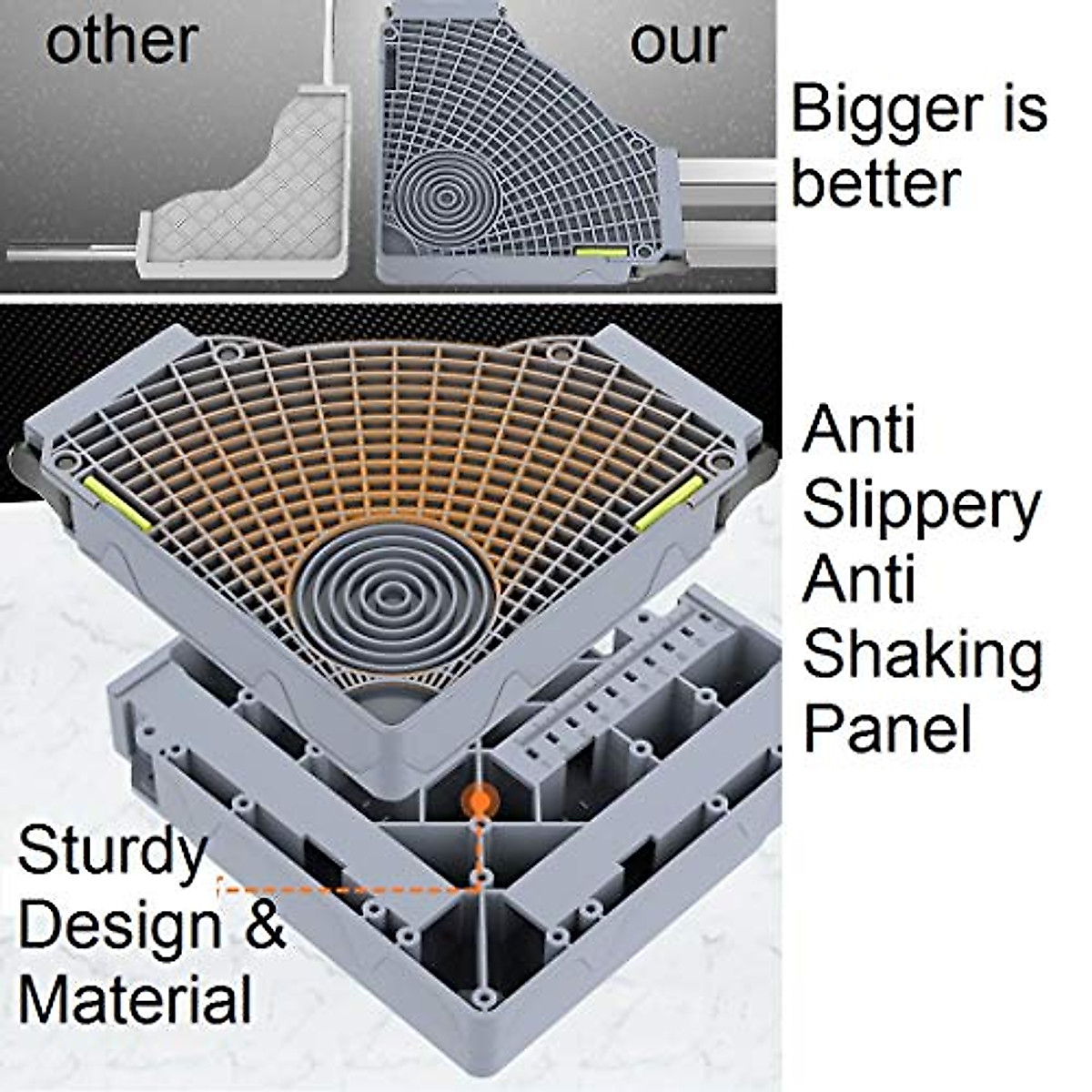 Mini Fridge Stand Mobile Base With 4 Locking Refrigerator Wheels And 8 Strong Feet For Washer Dryer Washing Machine Stand Pedestal, Refrigerator Stand, Adjustable Appliance Dolly Square, Moving Roller