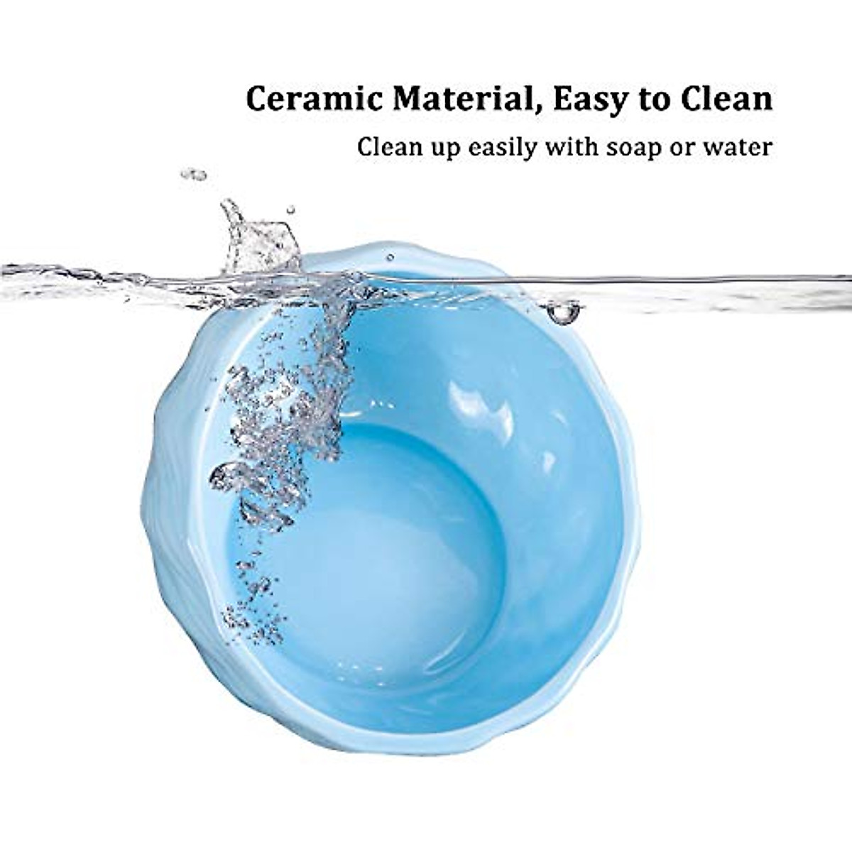 Jemirry Ceramic Elevated Cat Bowl Anti Vomiting, 15° Tilted Food and Water Cat Bowl Set, Raised Pet Bowl with Non-Slip Stand for Cat and Dog, Protect Pet's Spine, Microwave Dishwasher Safe, Sky Blue