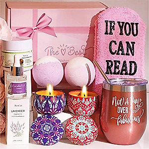 Christmas Gifts for Mom Birthday Gifts for Women, Relaxing Spa Gift Basket for Women Self Care Gift Set for Women,Unique Pink Gift Ideas for Her Sister Best Friend Female Aunt Tumbler Gift Box