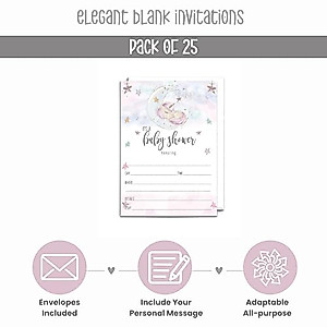 Paper Clever Party Unicorn Invitations with Envelopes - 25 Pack - 5x7 Blank Cards for Girls Baby Shower Handwrite Personalized Party Details - Rainbow Theme