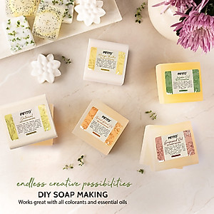 Pifito Melt and Pour Soap Base Sampler (7 lbs) │ Jojoba Oil, Sweet Almond Oil, Mango Butter, Apricot Kernel Oil, Grapeseed Oil, Oatmeal, Clear (1lb ea) │ Glycerin Soap Making Supplies