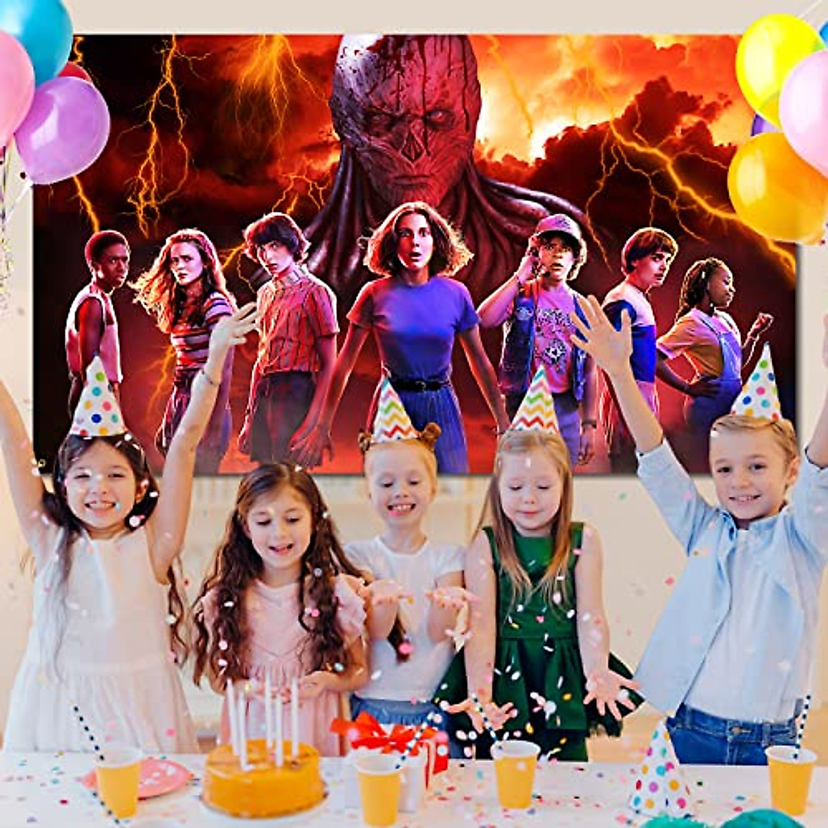 Stranger Party Backdrop Banner Things Stranger Party Supplies Decorations Backdrop for Birthday Halloween Room Decor Stranger Character Background for Photo Booth Props