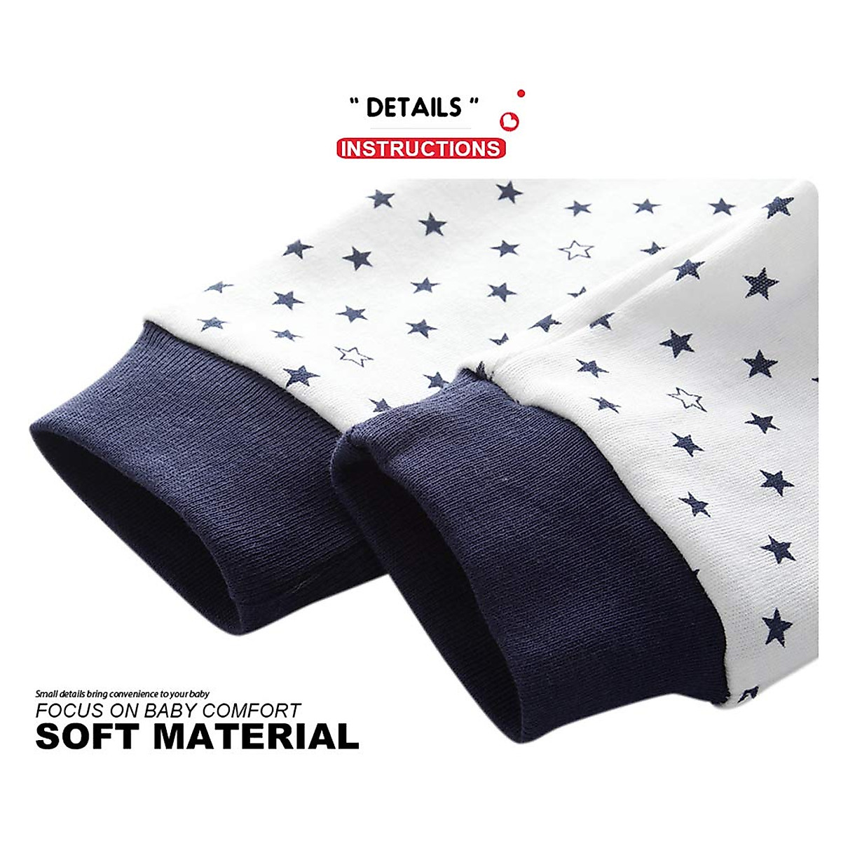 Unisex Newborn Baby Cotton 4-Pack Pants Embroidery Pringting Casual Leggings 0-24 Months for Boys and Girls Darkblue