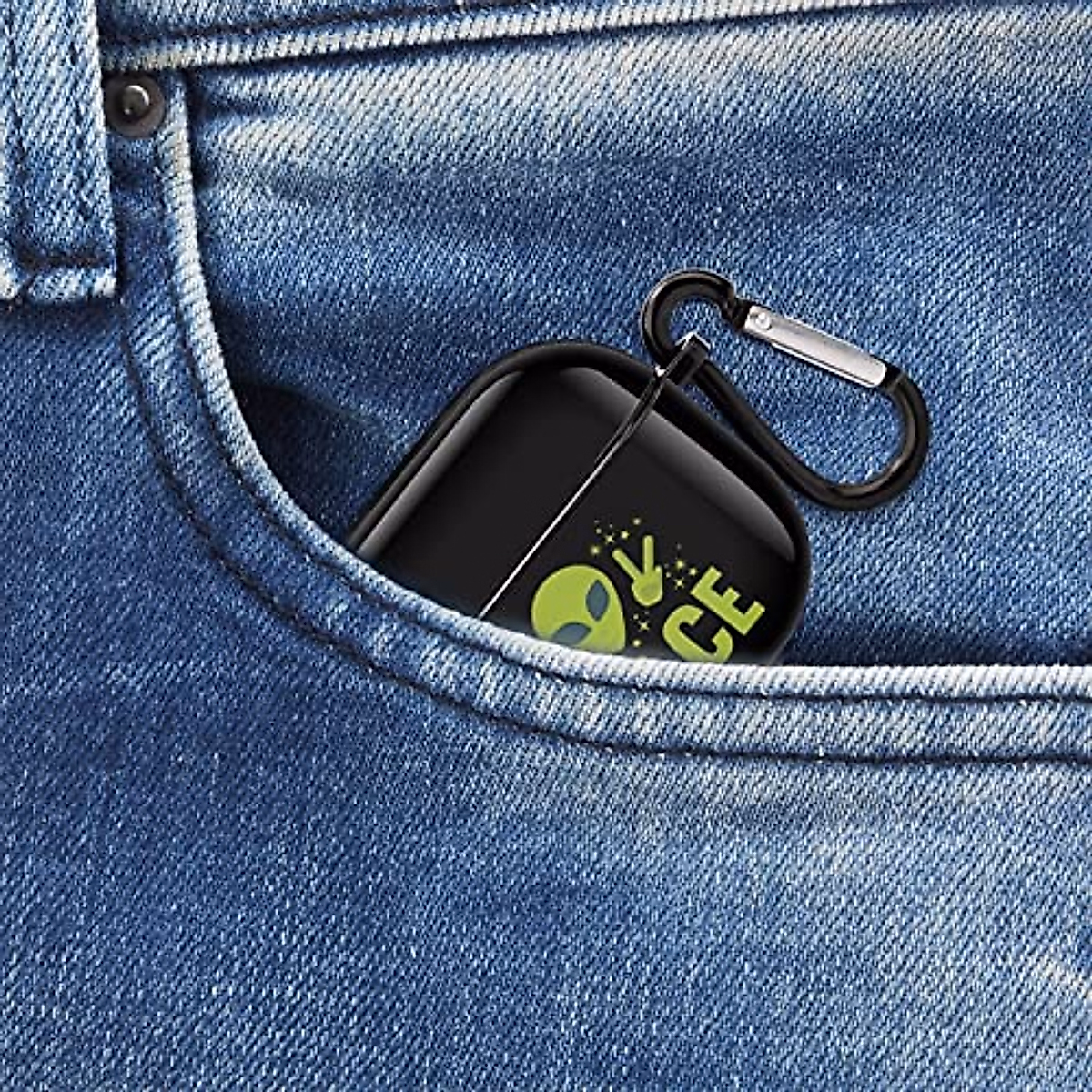 Alien Peace UFO Printed Bluetooth Earbuds Case Cover Compatible for Airpods 3 Protective Storage Box with Keychain