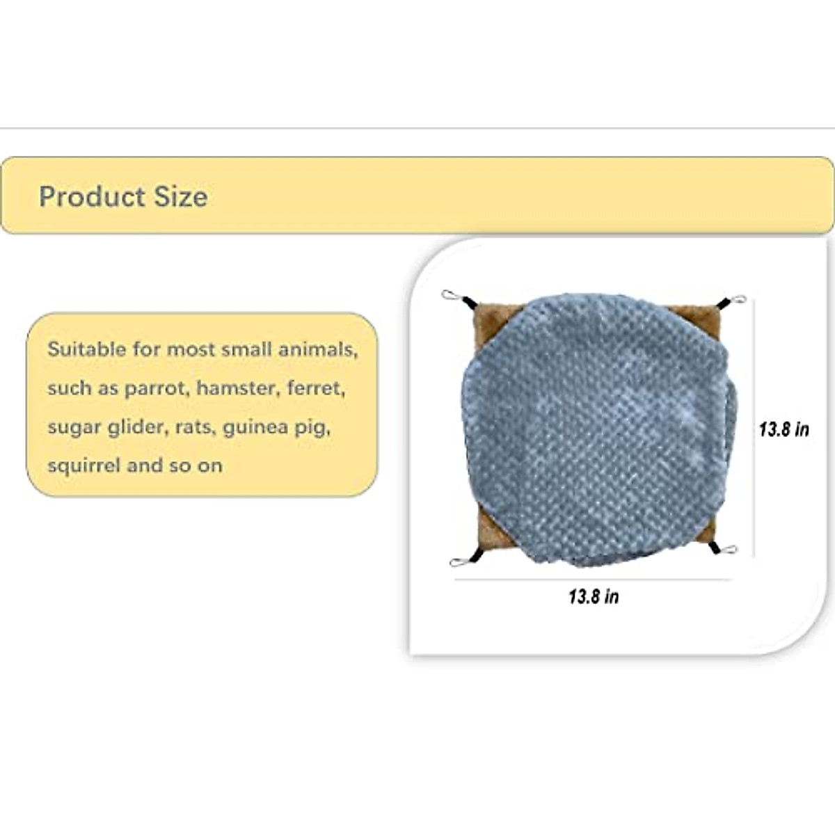 ISMARTEN Small Animals Pet Hammock for Cages, Triple-Layer Hanging Bed Cage Accessories Bedding Hideout Sleeping for Chinchilla Parrot Sugar Glider Rat Hamster