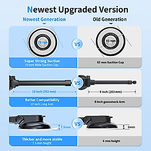 APPS2Car Car Phone Holder Mount, Universal 3-in-1 Dashboard/Windshield/Air Vent Cell Phone Holder, [Stronger Suction & Anti-Shake Stabilizer] Gooseneck Truck Phone Mount Compatible with iPhone