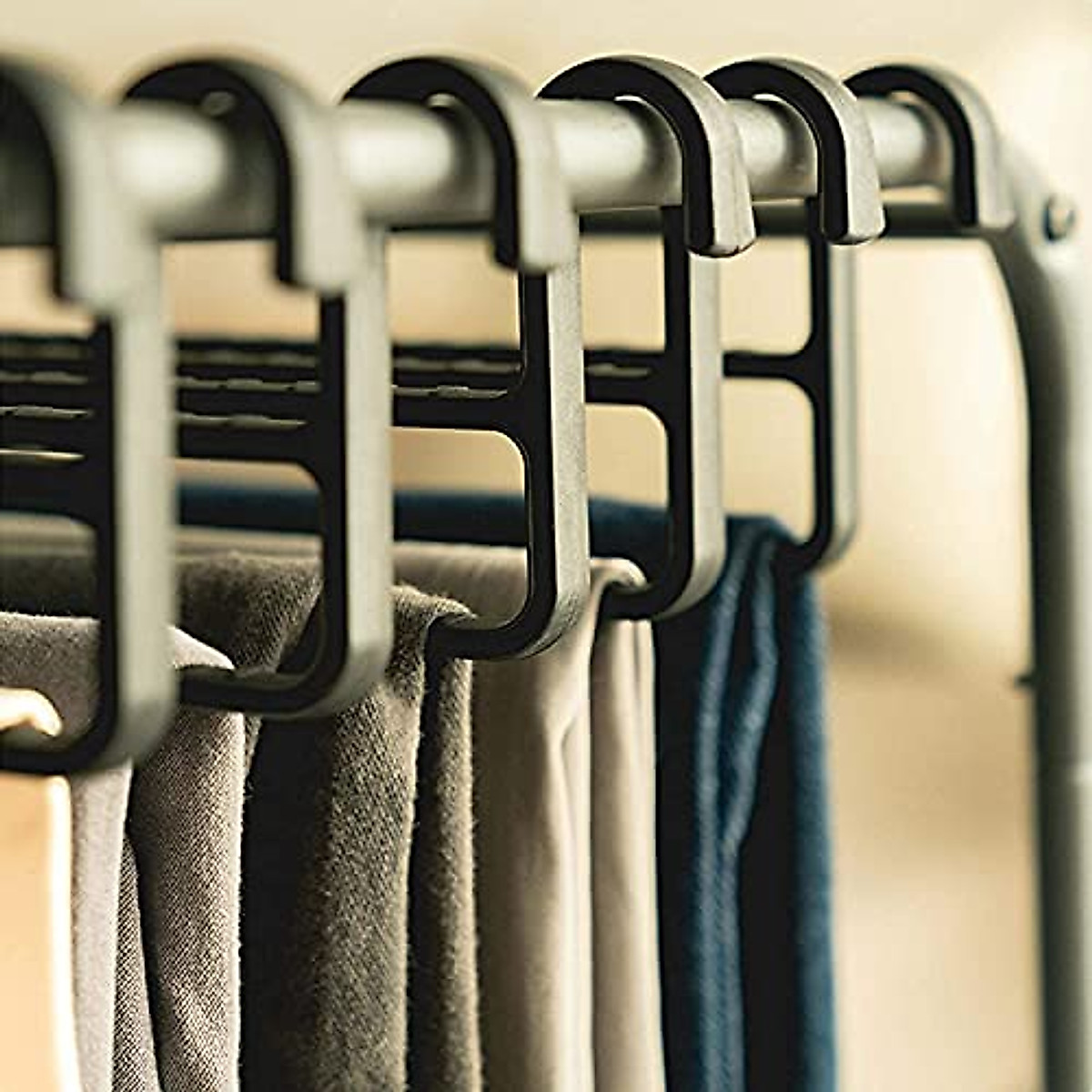 JINCAN Closet Pants Hangers for Women/Men, Home Metal Rolling Trouser Trolley with 10 Hangers, Fall Winter Use, Space Saving